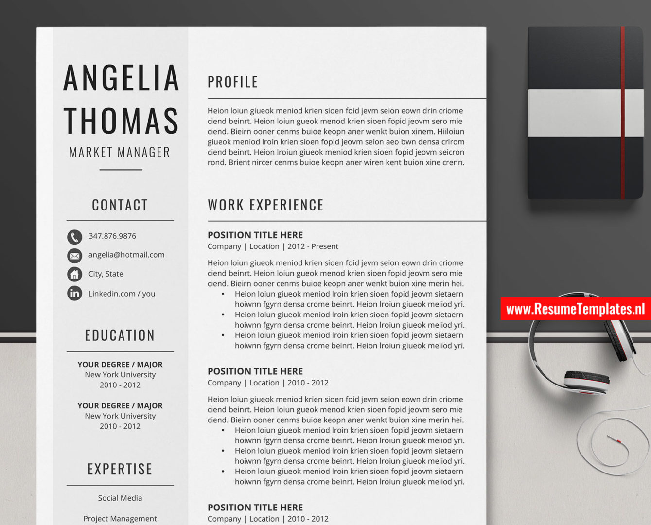 Modern CV Template / Resume Template for MS Word, Curriculum Vitae ...