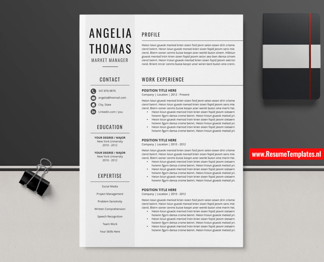 Simple CV Template / Resume Template for Microsoft Word, Clean ...