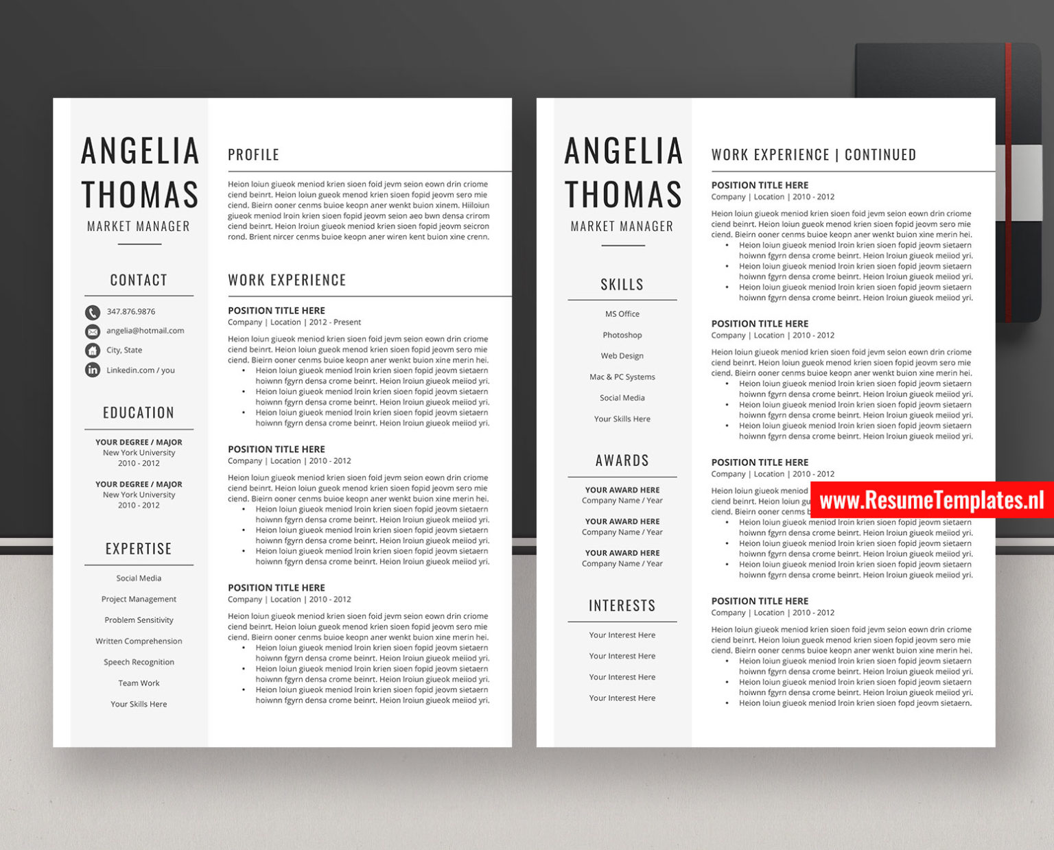 Simple CV Template / Resume Template for Microsoft Word, Clean ...