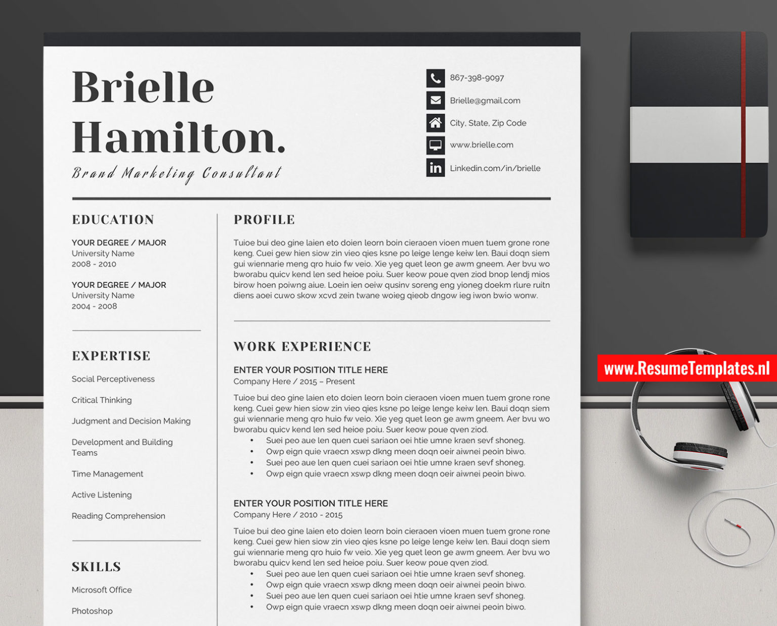 Modern CV Template / Resume Template for MS Word, Curriculum Vitae ...
