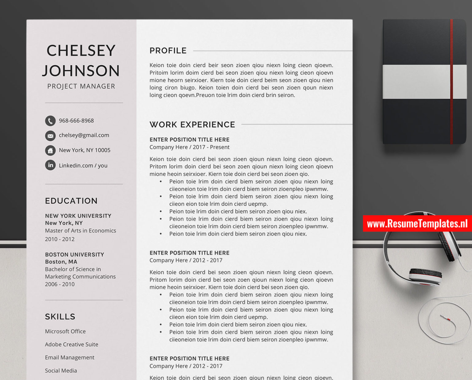 Editable CV Template Resume Template Curriculum Vitae MS Word 