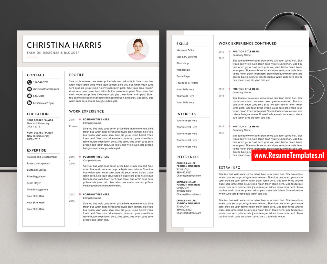 Modern Resume Templates / CV Templates, Cover Letter, MS Word Resume ...