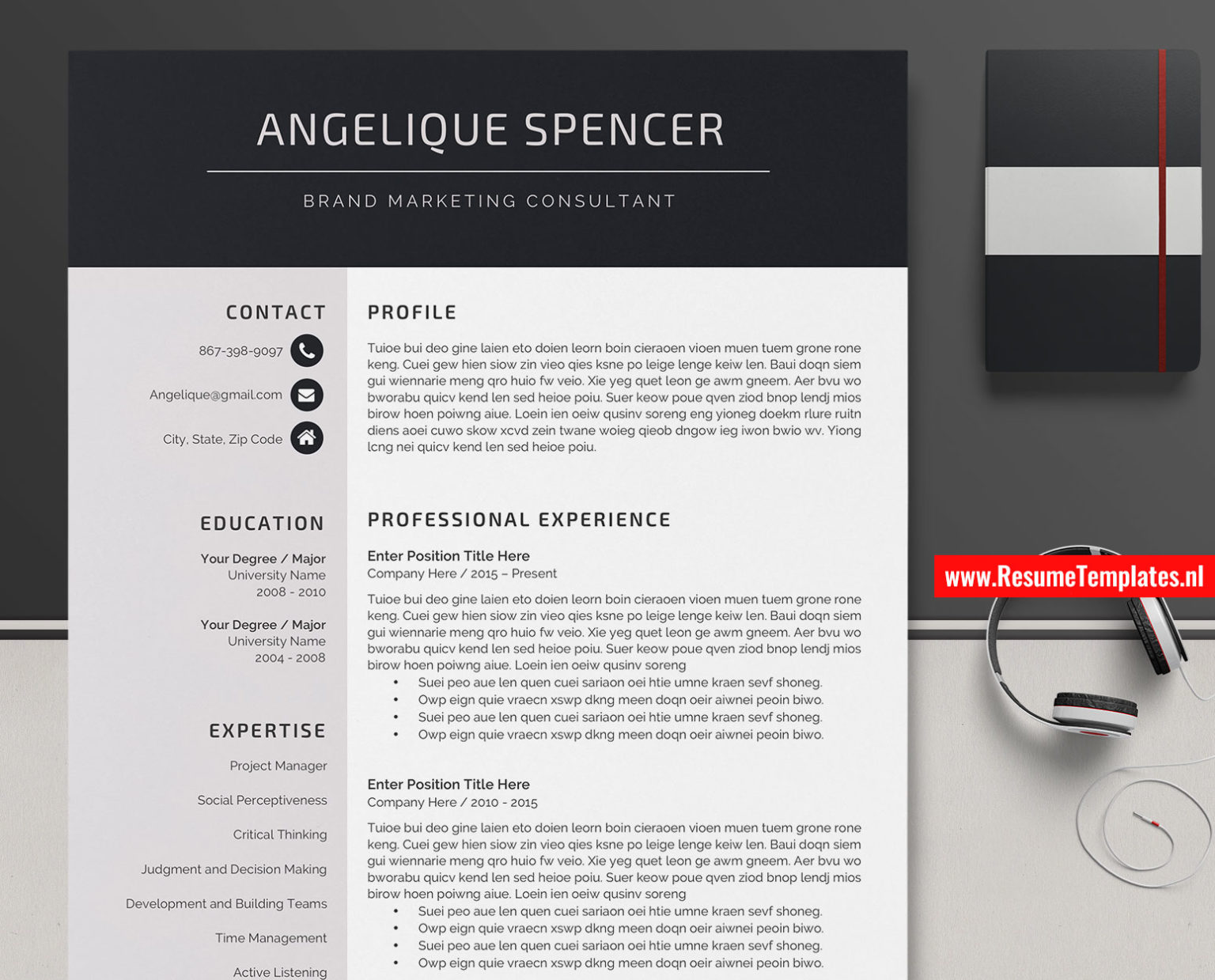 Modern CV Template / Resume Template for MS Word, Curriculum Vitae ...