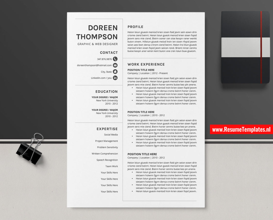 Simple CV Template / Resume Template for Microsoft Word, Clean ...