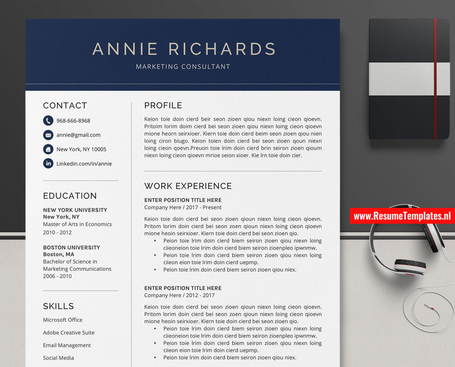 Professional CV Template / Resume Template, Cover Letter, MS Word ...