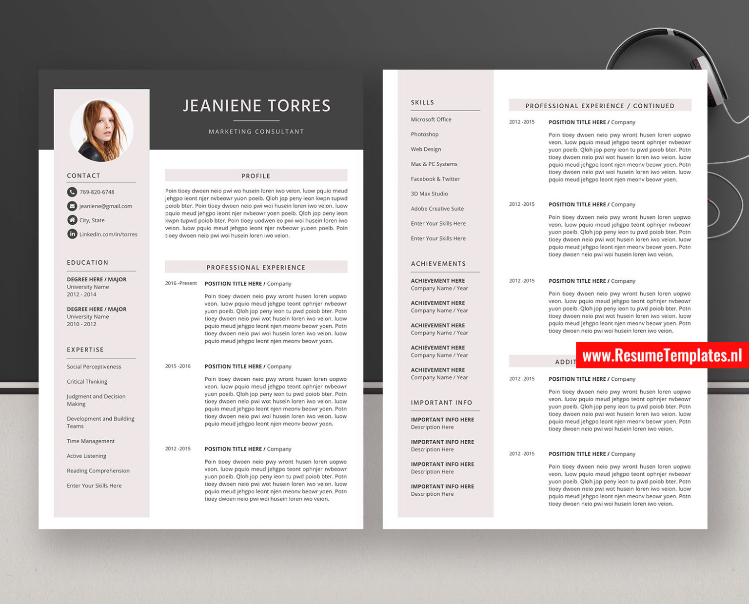 Editable CV Template / Resume Template for Microsoft Word, Curriculum ...