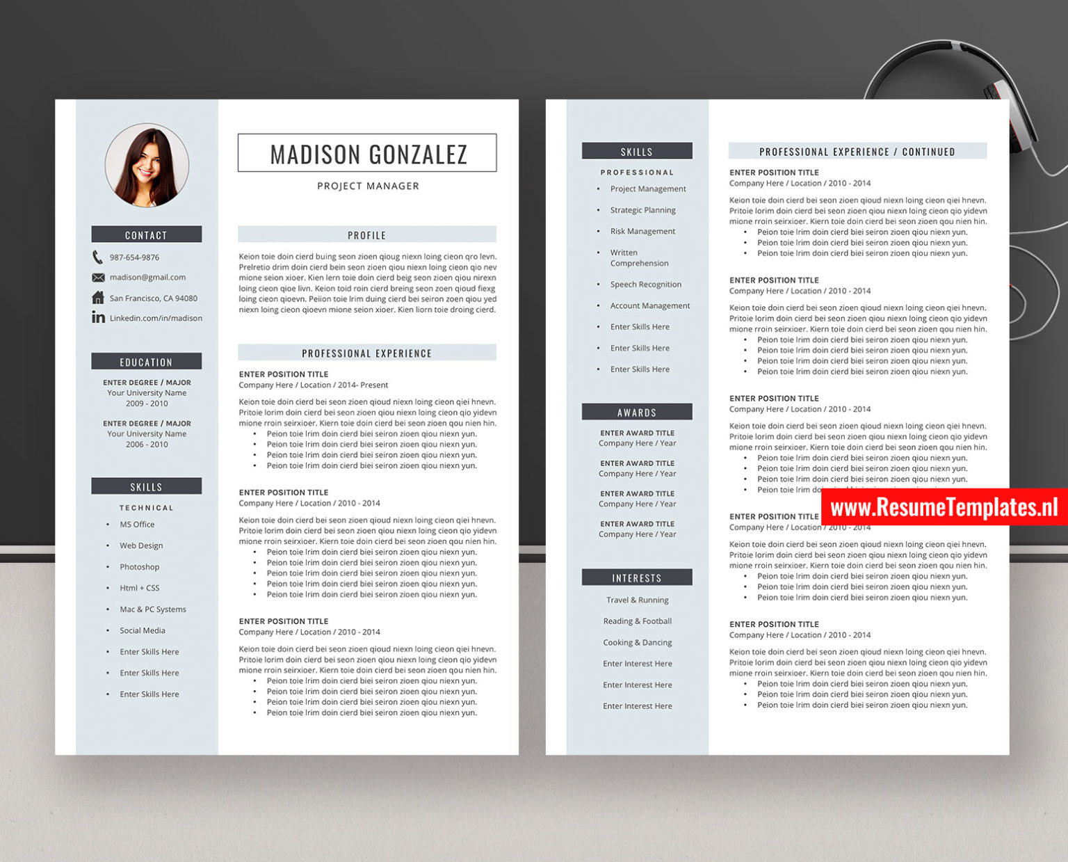 Simple CV Template / Resume Template for Microsoft Word, Clean ...