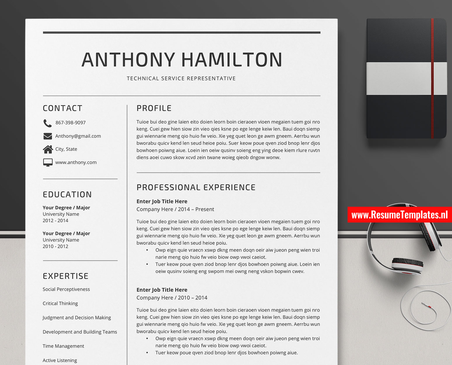Minimalist CV Template Resume Template Word Curriculum Vitae Modern 