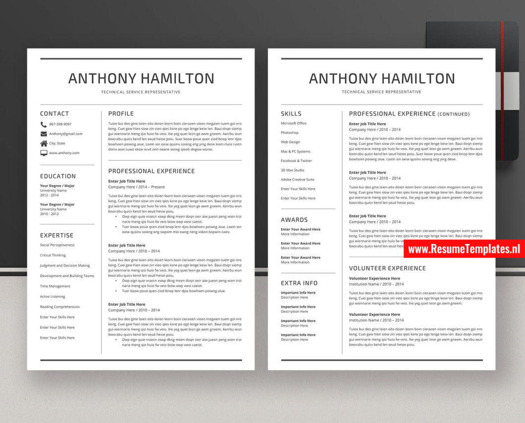 Minimalist CV Template / Resume Template Word, Curriculum Vitae, Modern ...