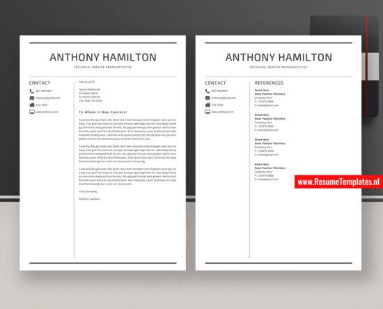Minimalist CV Template / Resume Template Word, Curriculum Vitae, Modern ...
