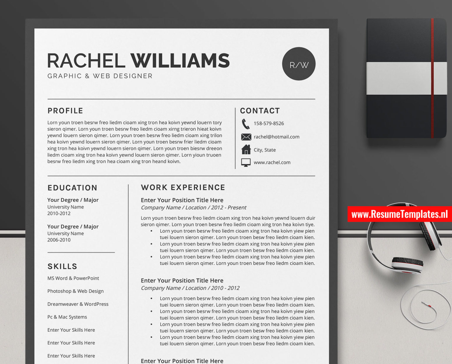 Editable CV Template Resume Template Curriculum Vitae MS Word 
