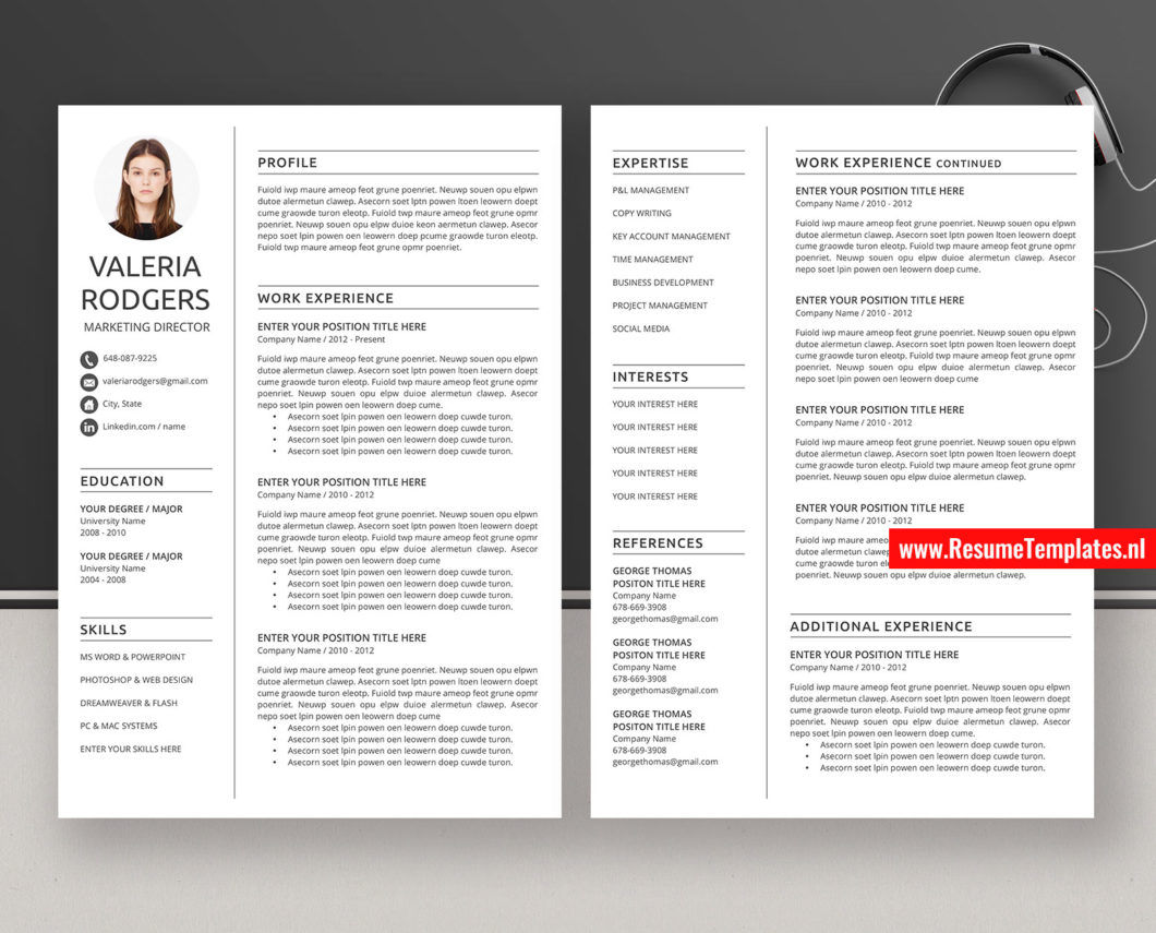 Professional CV Template / Resume Template, Cover Letter, MS Word ...