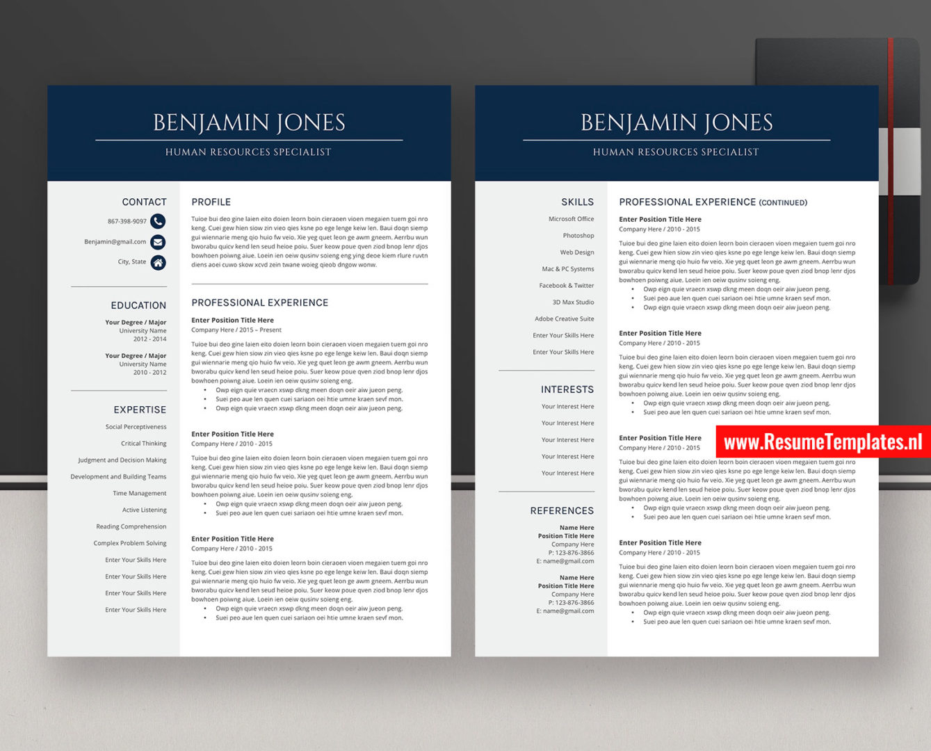 CV Template / Resume Template for MS Word, Professional Resume, Simple ...