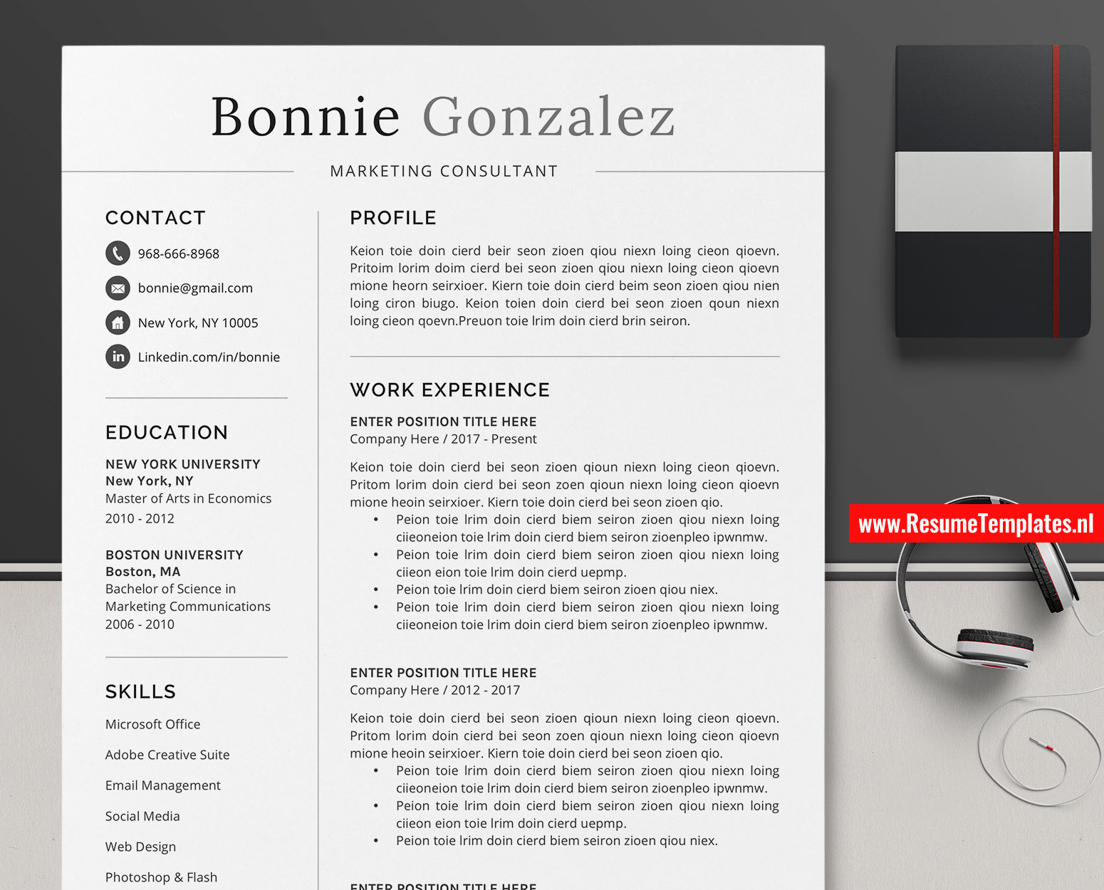 Minimalist CV Template Resume Template Word Simple Resume Editable 