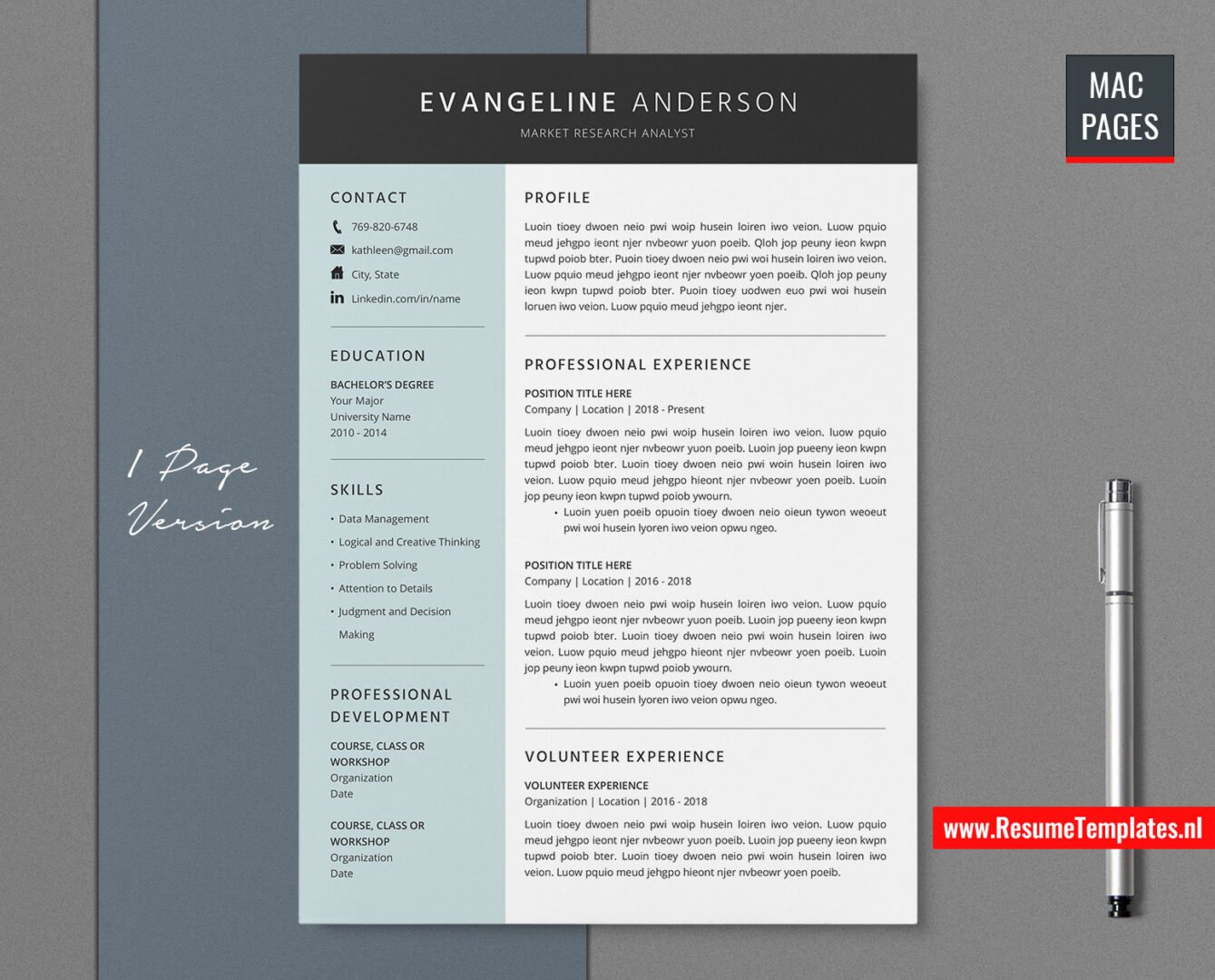 For Mac Pages: Clean CV Template / Resume Template for Mac Pages, Cover ...