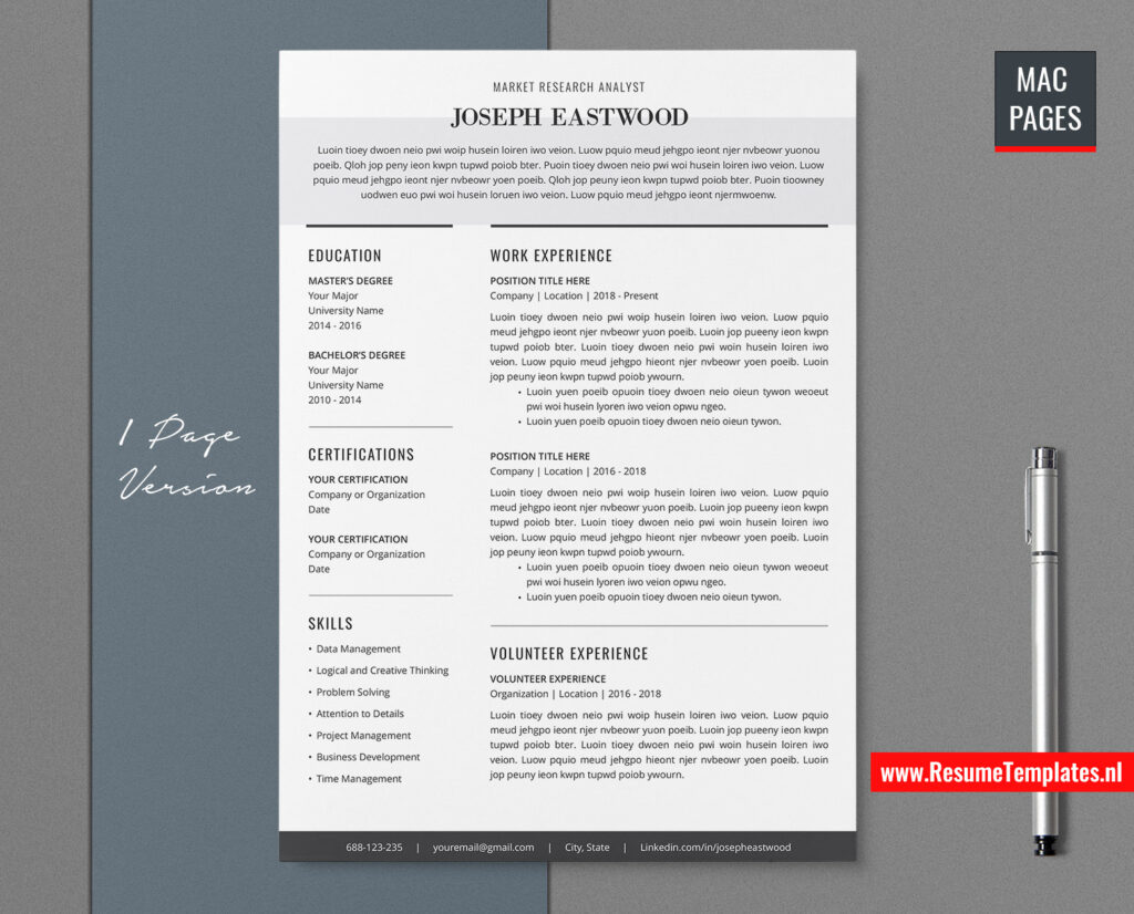 For Mac Pages: Simple CV Template / Resume Template for Mac Pages ...