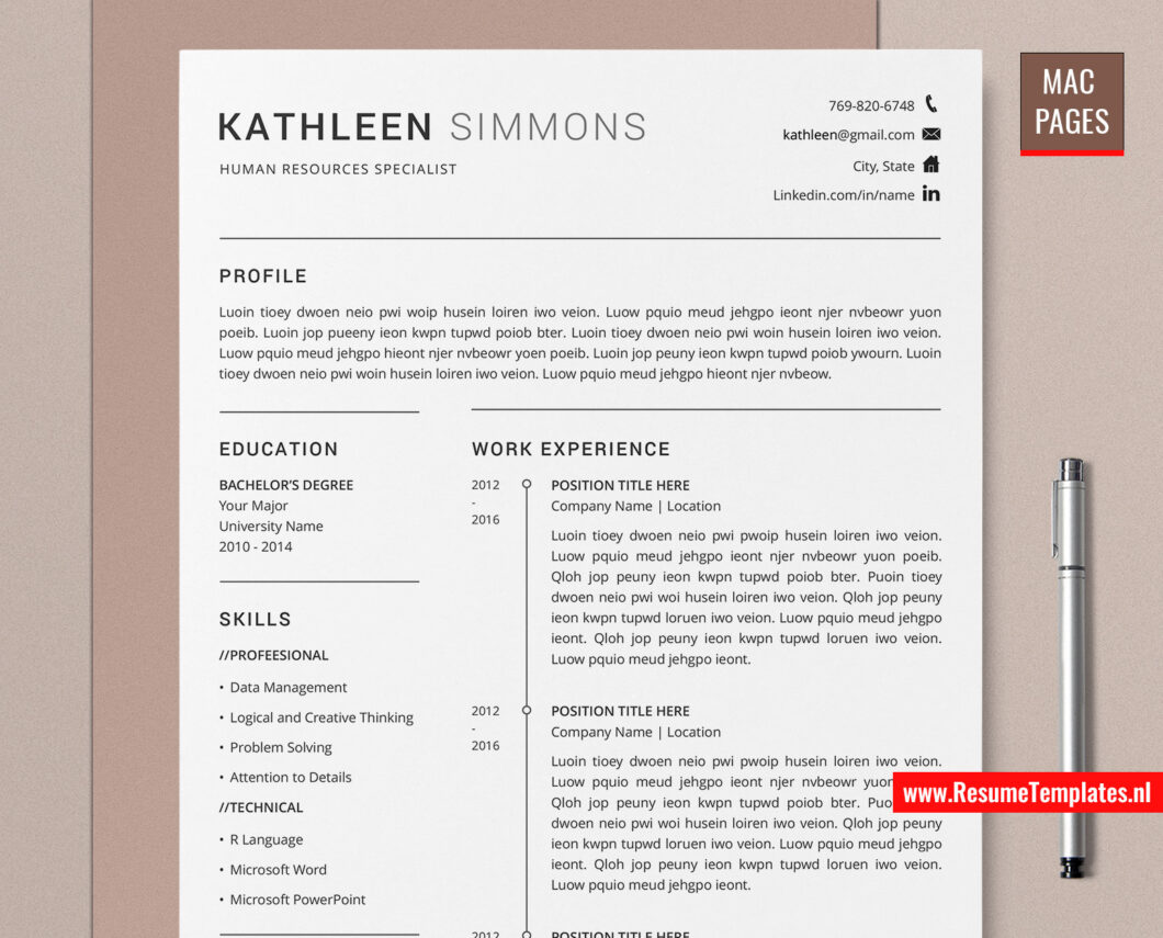 Resume Templates (Mac Pages) – ResumeTemplates.nl