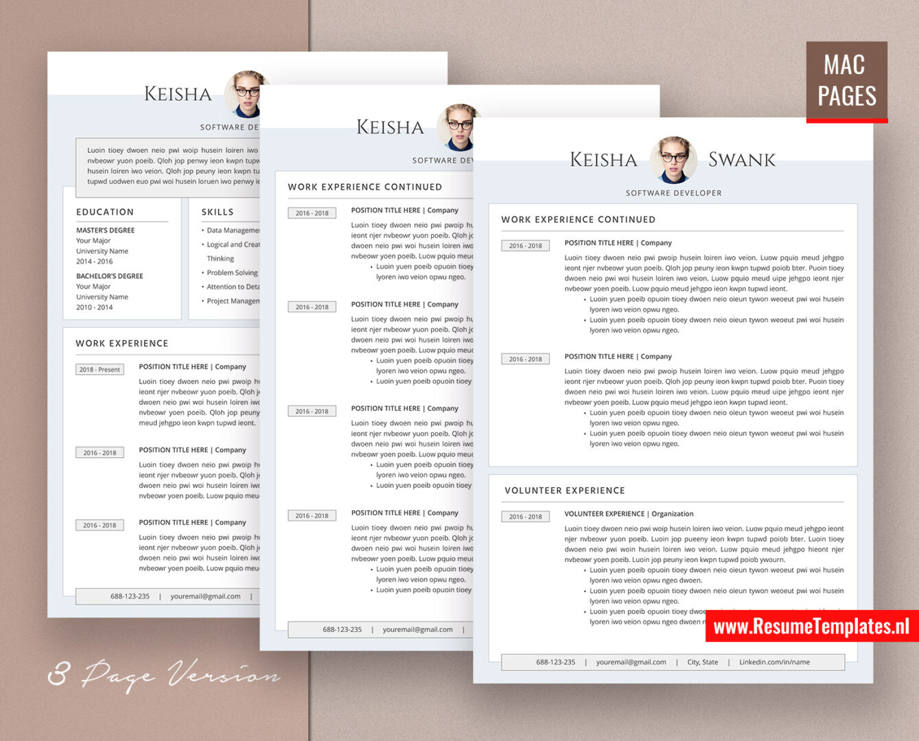 For Mac Pages: Modern Resume Template / CV Template for Mac Pages ...