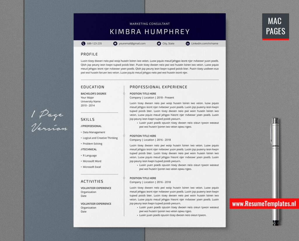 Best Selling Resume Templates for Mac Pages. Fully Editable ...