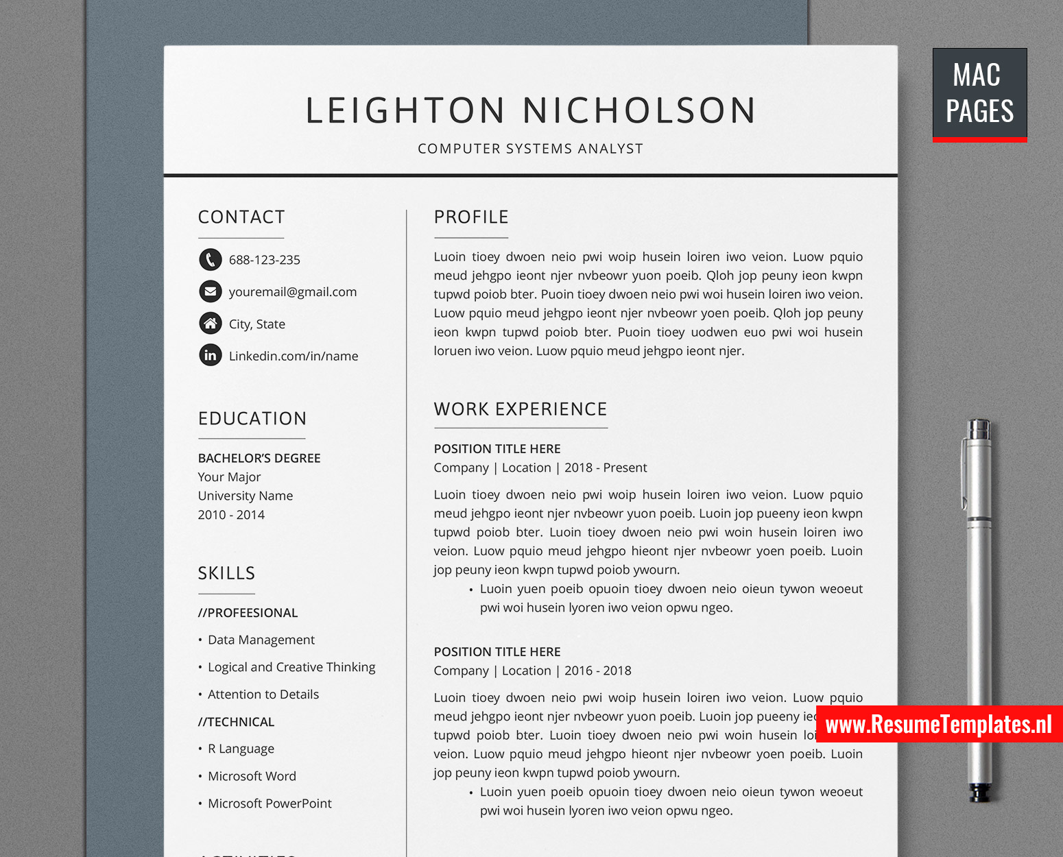 For Mac Pages Simple CV Template Resume Template For Mac Pages 