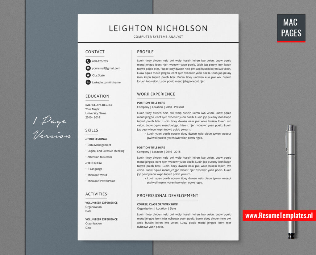 For Mac Pages: Simple CV Template / Resume Template for Mac Pages ...