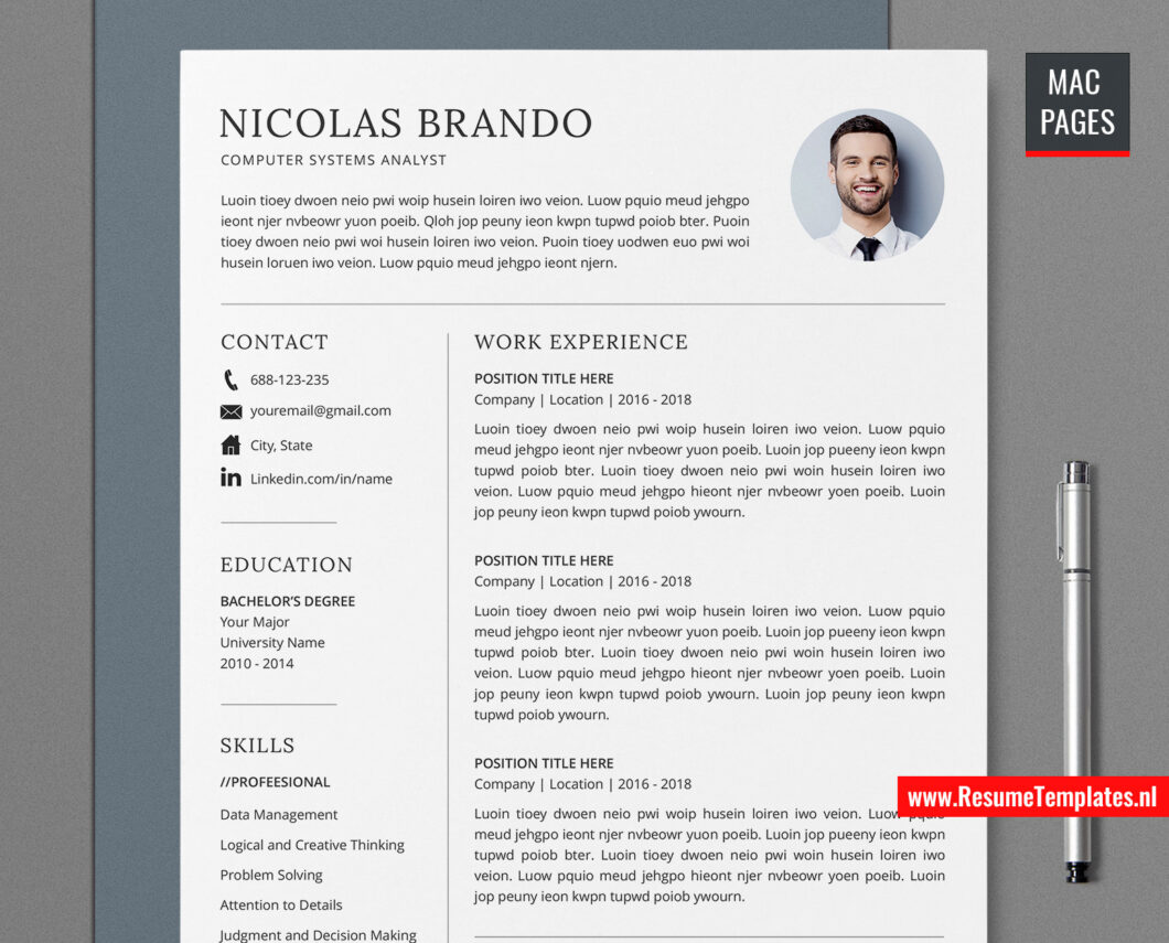For Mac Pages: Professional CV Template / Resume Template for Mac Pages ...