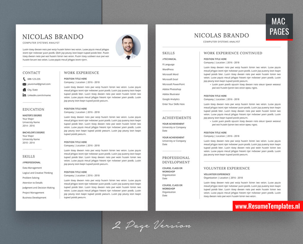 For Mac Pages: Professional CV Template / Resume Template for Mac Pages ...