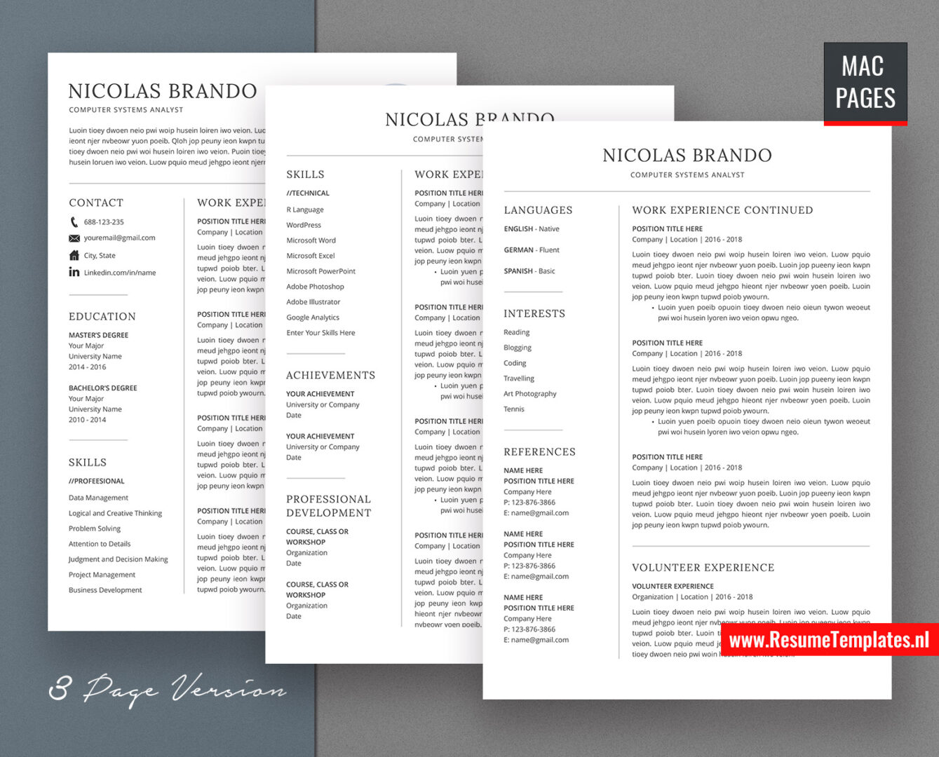For Mac Pages: Professional CV Template / Resume Template for Mac Pages ...