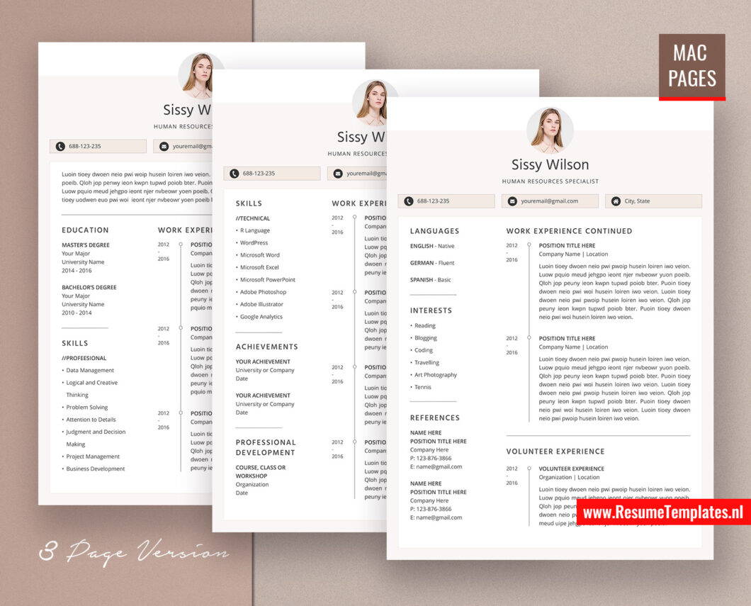 For Mac Pages: Modern CV Template / Resume Template for Mac Pages, with ...