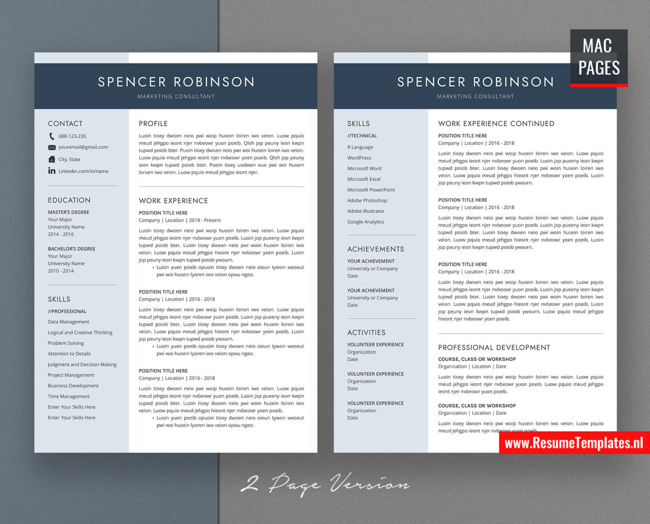 For Mac Pages: Simple Resume Template / CV Template for Mac Pages ...