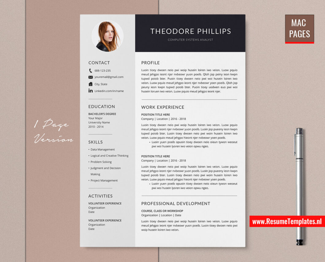 For Mac Pages: Professional CV Template for Mac Pages, with Cover ...