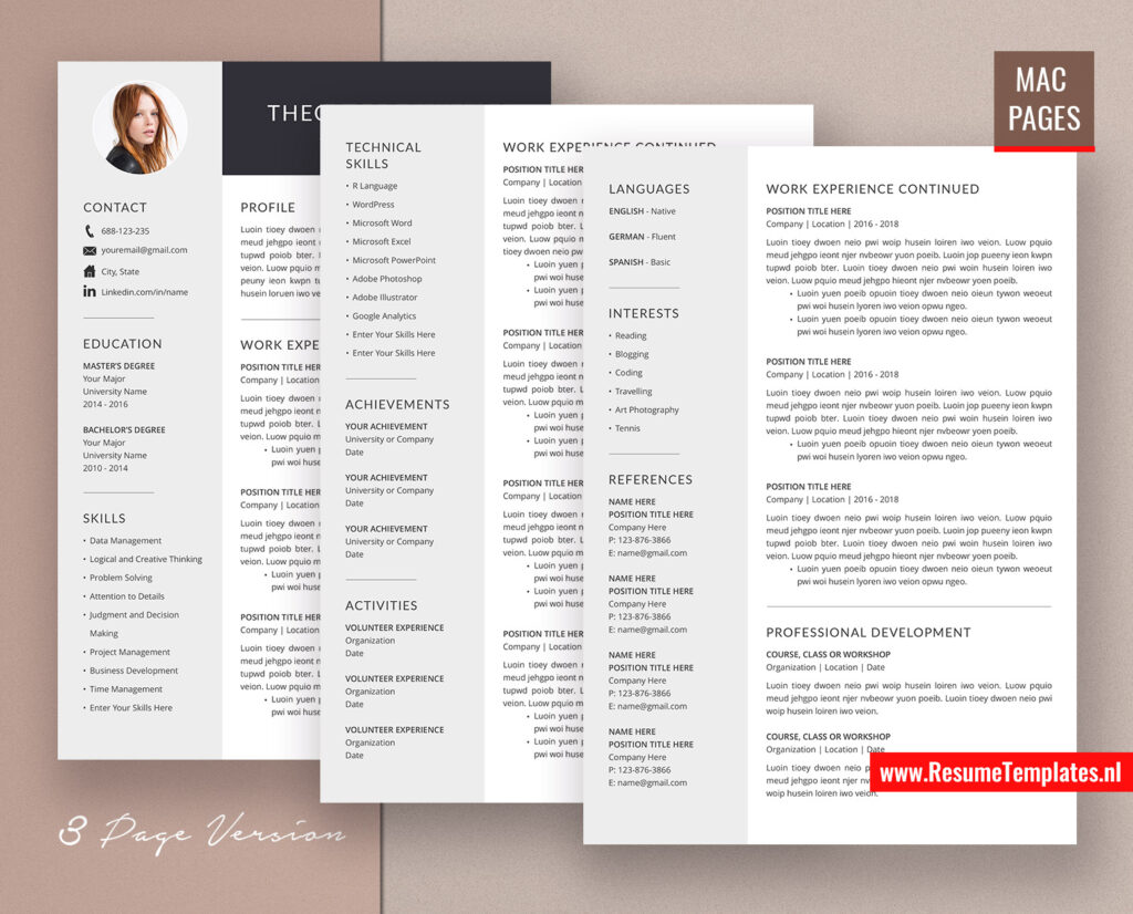 For Mac Pages: Professional CV Template for Mac Pages, with Cover ...