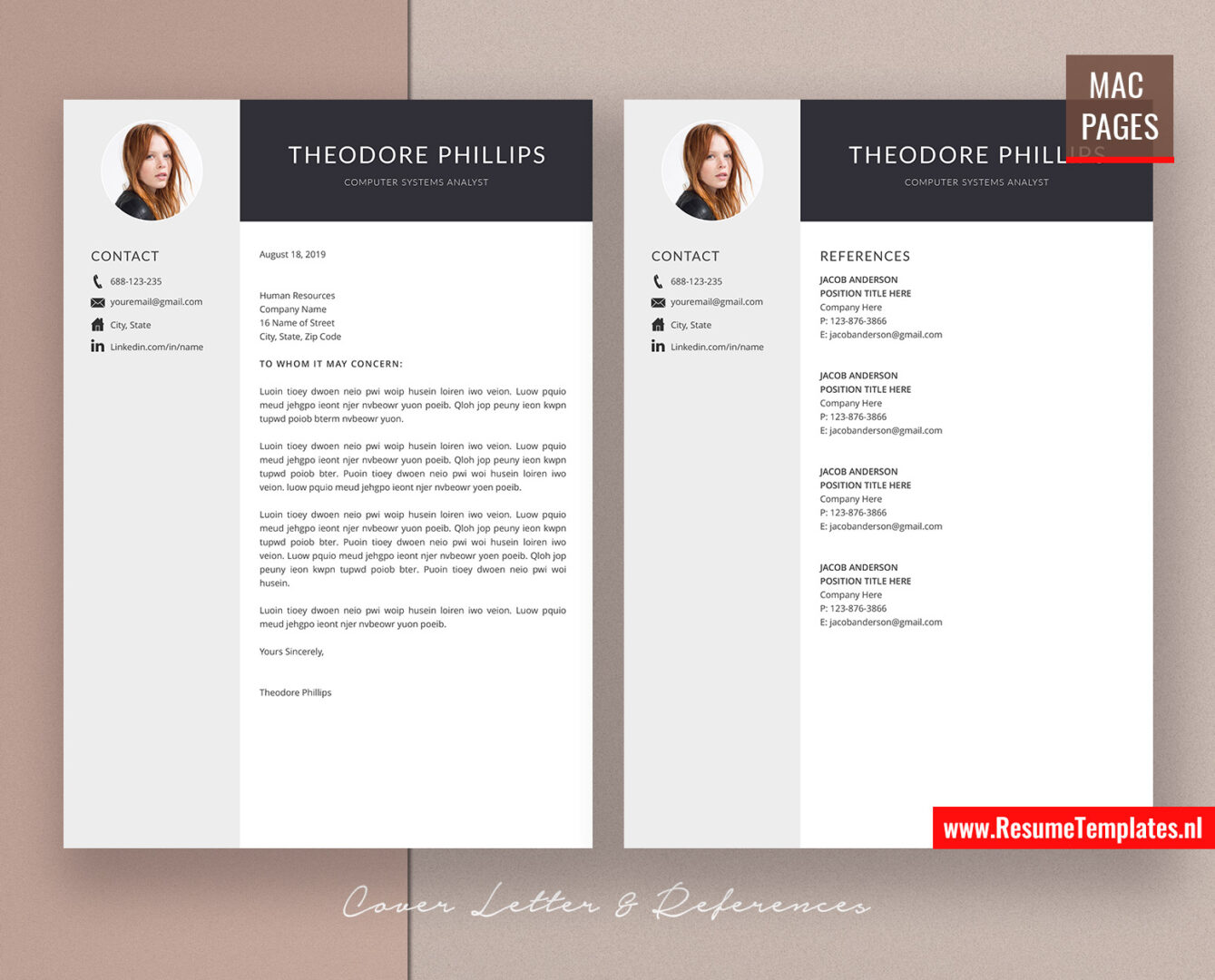 For Mac Pages: Professional CV Template for Mac Pages, with Cover ...