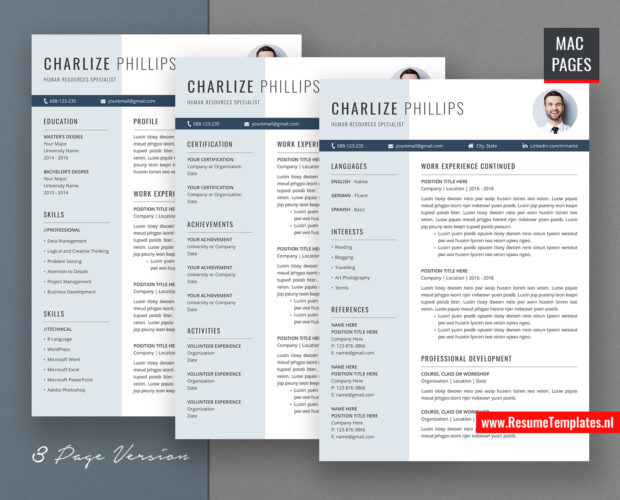 For Mac Pages: Clean CV Template for Mac Pages, Professional Resume ...